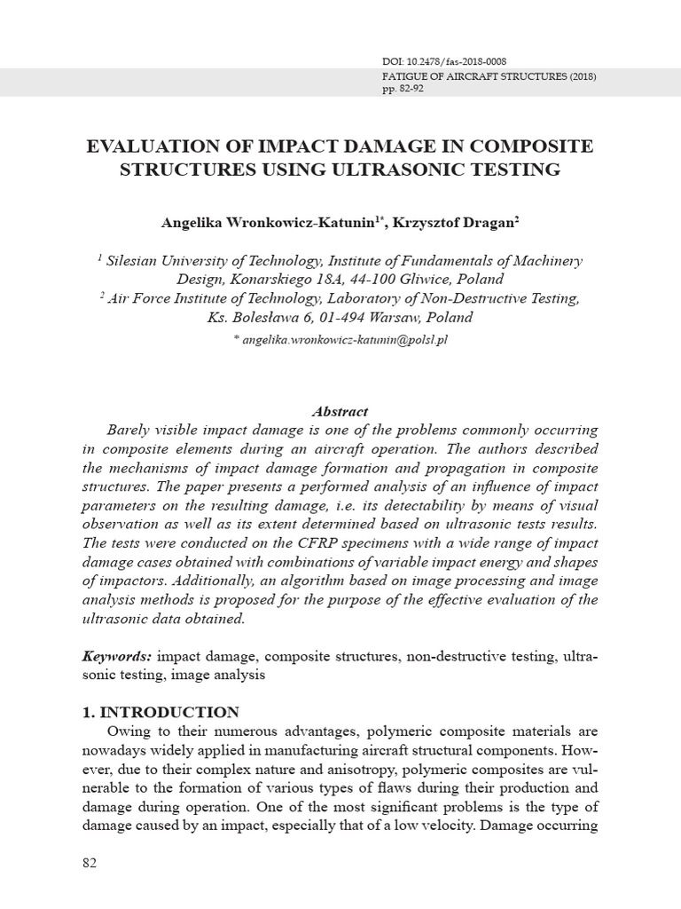 Evaluation of Impact Damage in Composite Structure | PDF | Fracture ...