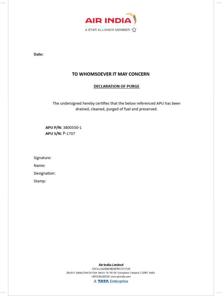 P-1707purge Certificate | PDF