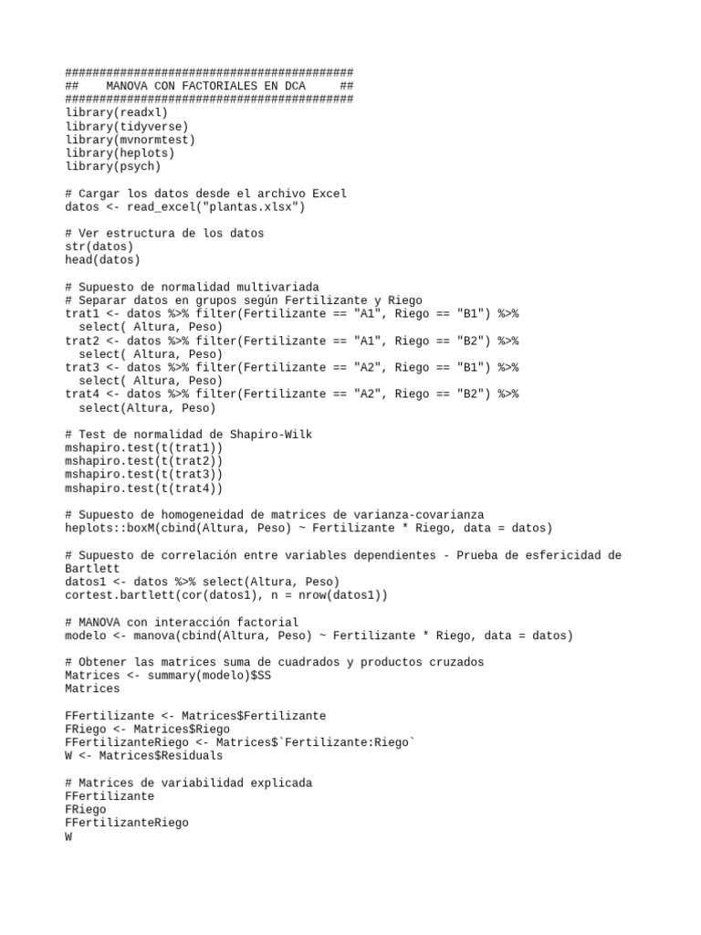 Manova Factorial - Dca - Dbca | PDF | Análisis estadístico | Enseñanza de matemática