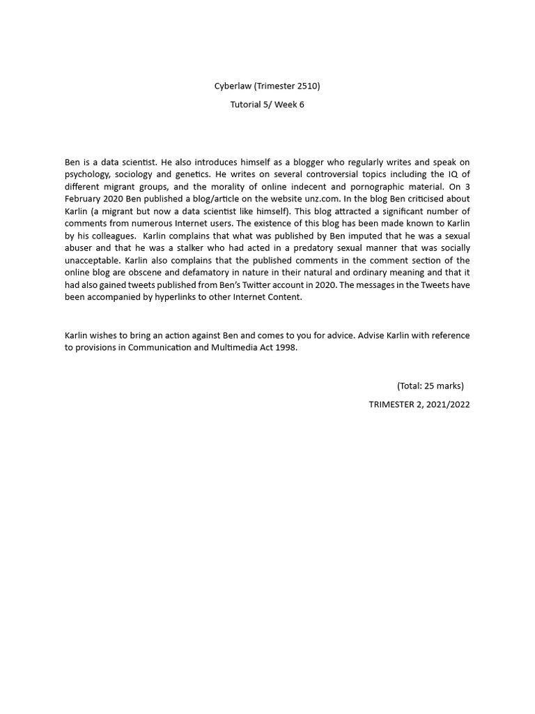 Tutorial 5 Week 6 | PDF