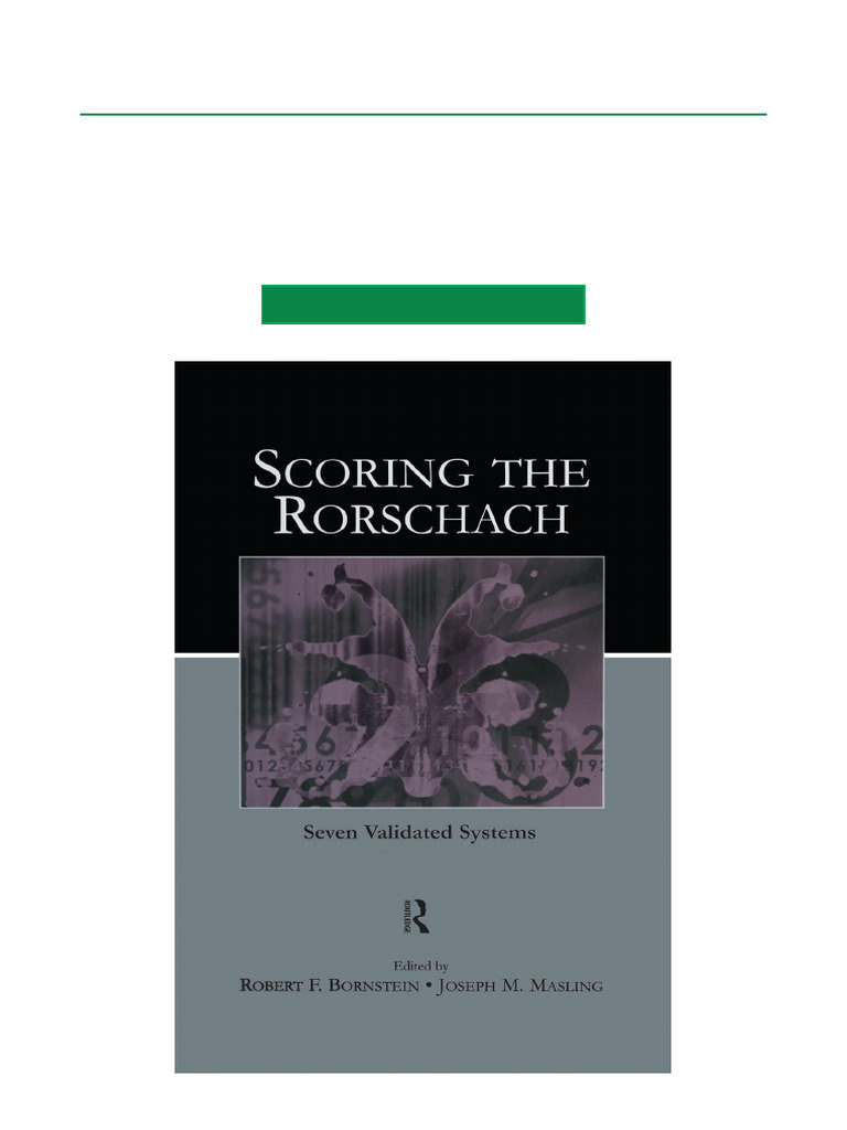Scoring The Rorschach Seven Validated Systems - 1st Edition Research ...