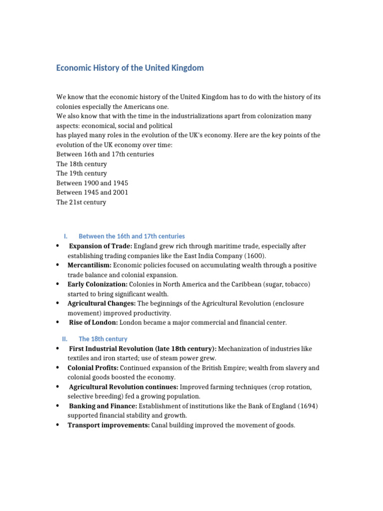 UK Economic History Summary | PDF | Economies | Business Cycle