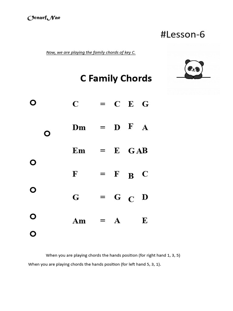 C Major Family Chords and Exercises | PDF | Chord (Music) | Pitch (Music)