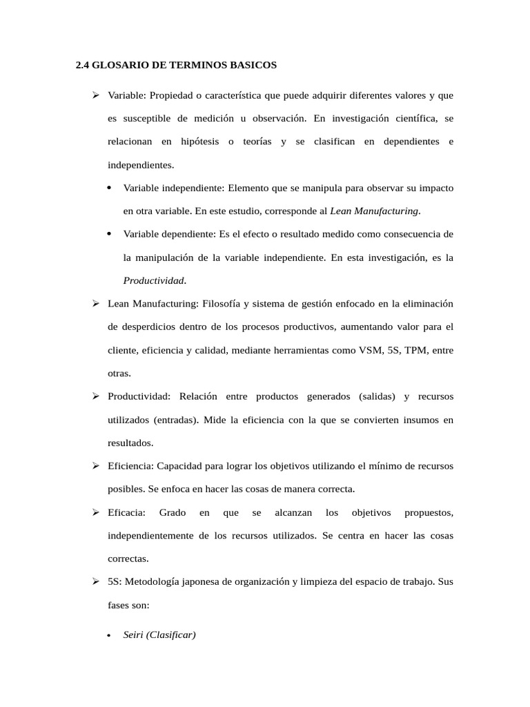 Glosario de Terminos Basicos | PDF | Lean Manufacturing | Procesos de negocio