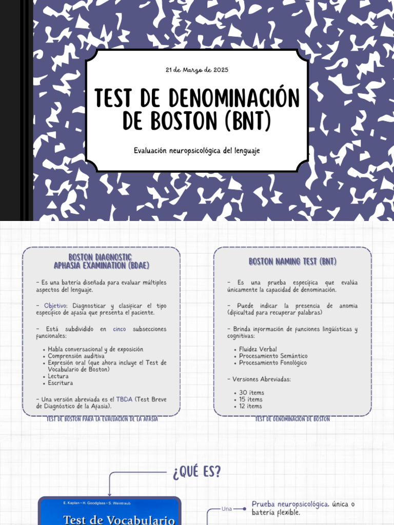 Test de Denominación de Boston (BNT) | PDF | Afasia | Neuropsicología