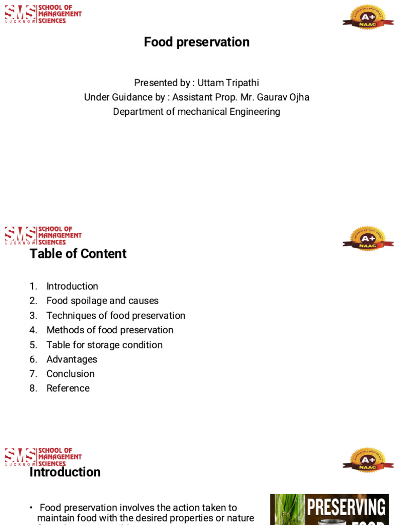 Presentation On Food Preservation | PDF | Food Preservation | Refrigeration