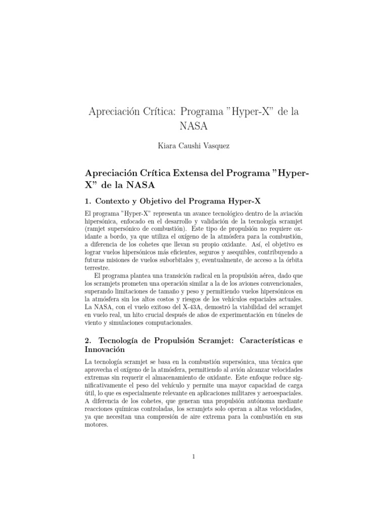 Lectura - Programa - Hyper-X - de La NASA | PDF | Propulsión de naves ...