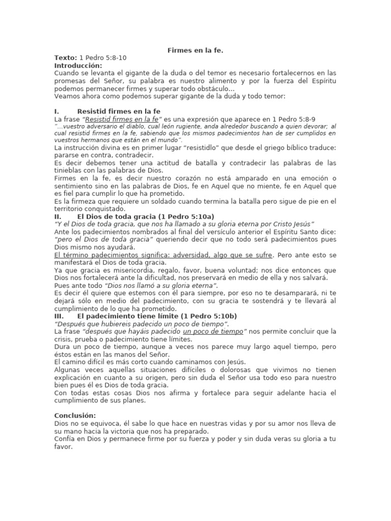 Firmes en la fe y la gracia divina | PDF | Dios | Gracia divina