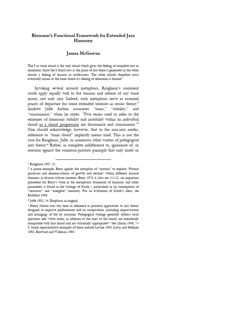 Riemann's Jazz Harmony Framework | PDF | Harmony | Chord (Music)