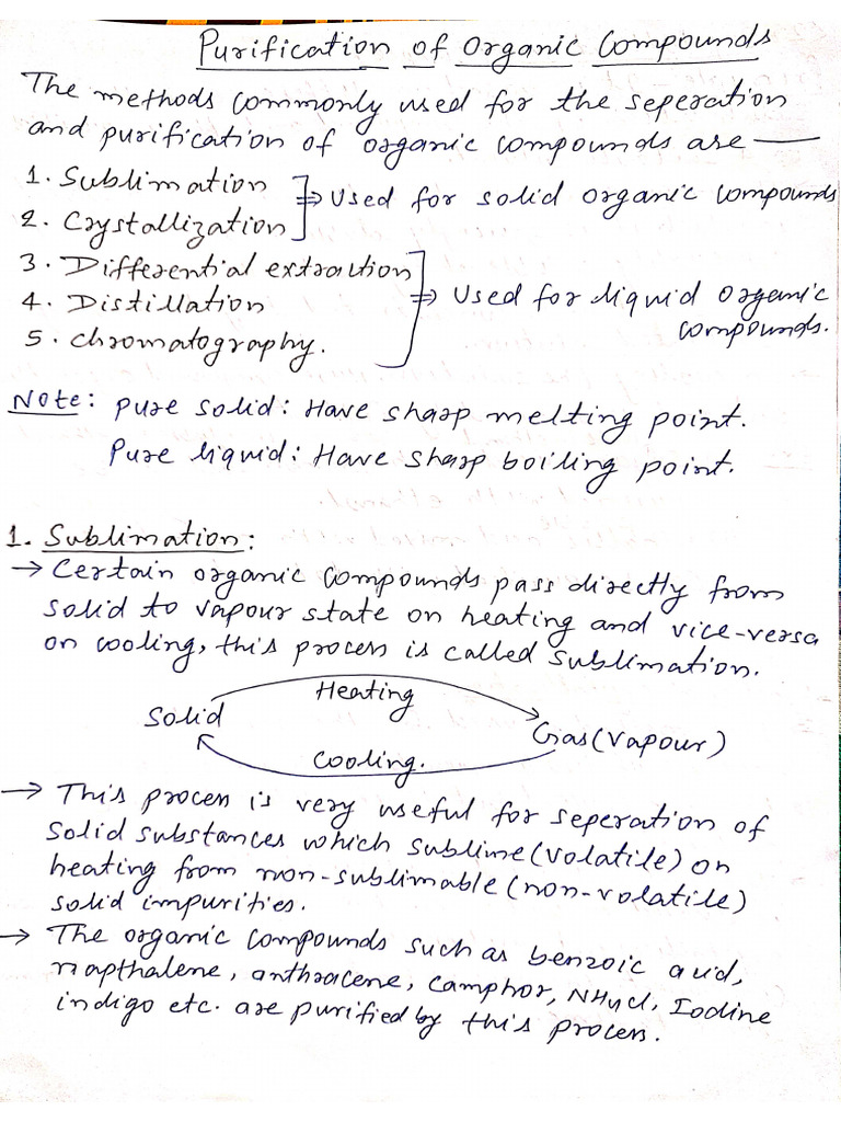 Purification of Organic Compounds | PDF