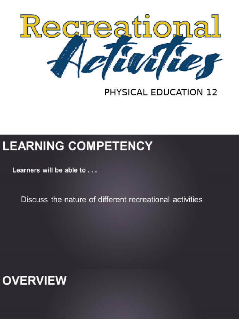 Physical Education 12 Recreational Activities | PDF