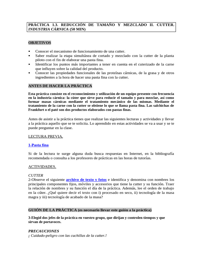 Uso de Cutter en la Industria Cárnica | PDF | Salchicha | Carne