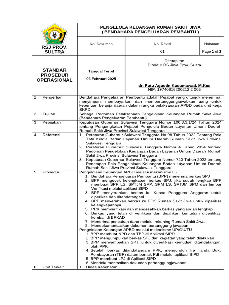 5. Sop-bendahara Pengeluaran Pembantu Rsj | PDF