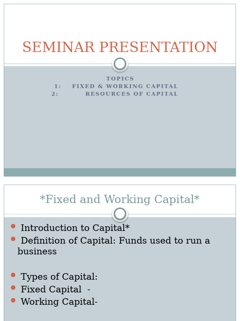 Seminar Presentation | PDF | Working Capital | Debt