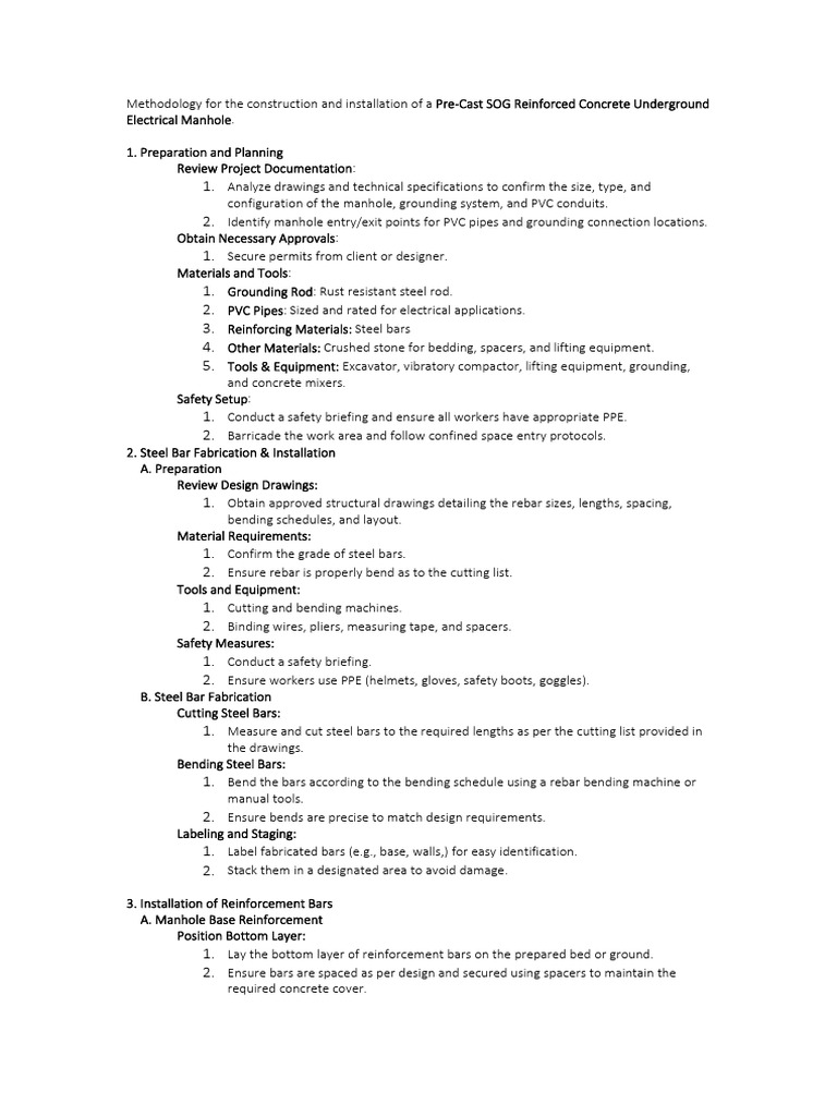 Manhole Construction Methodology Guide | PDF | Pipe (Fluid Conveyance ...