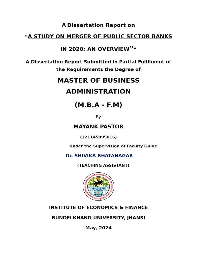 A Study On Mega Merger of Bank | PDF | Mergers And Acquisitions | Banks