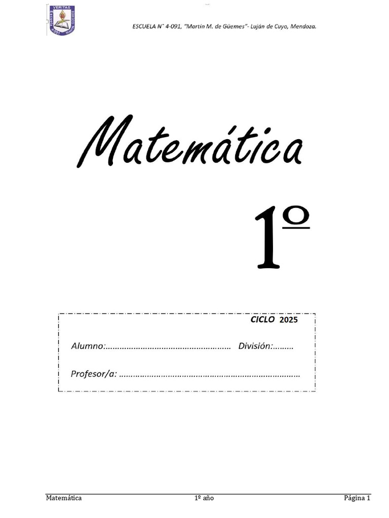 Cuadernillo 2025 Guemes 1RO | PDF | Entero | Escuelas