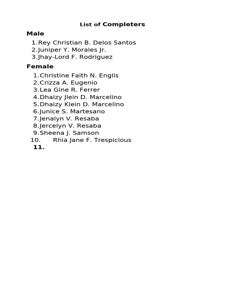Completers and Award Winners List | PDF