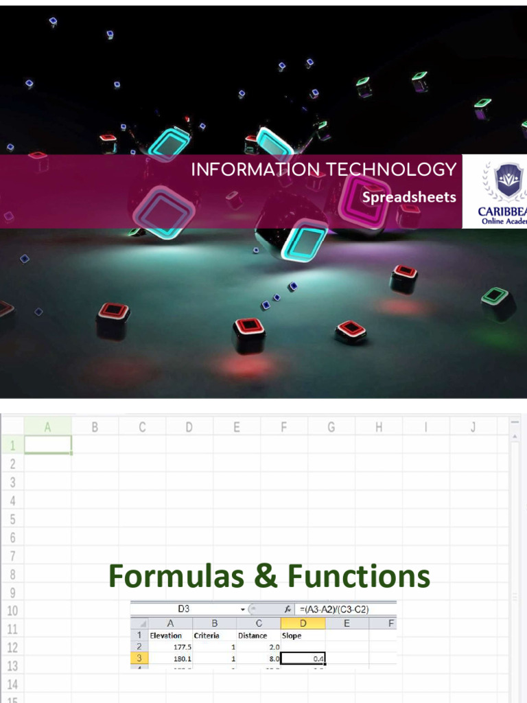 CSEC IT - Formulas & Functions - L3 | PDF | Formula | Microsoft Excel