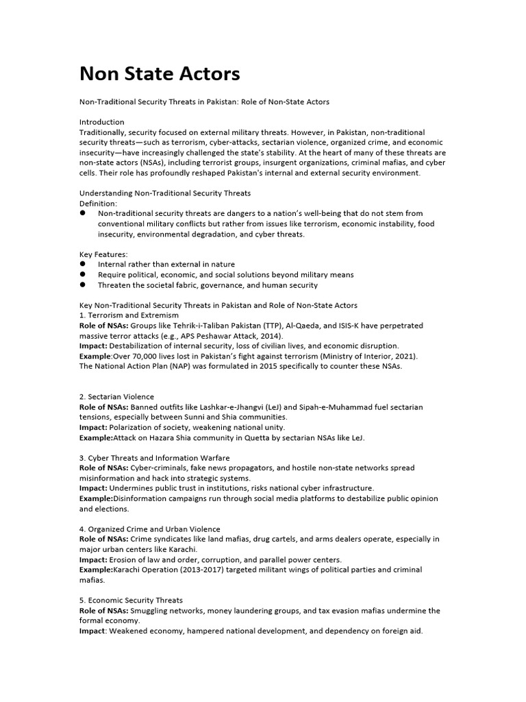 Non-State Actors in Pakistan's Security Threats | PDF | Illegal Drug ...