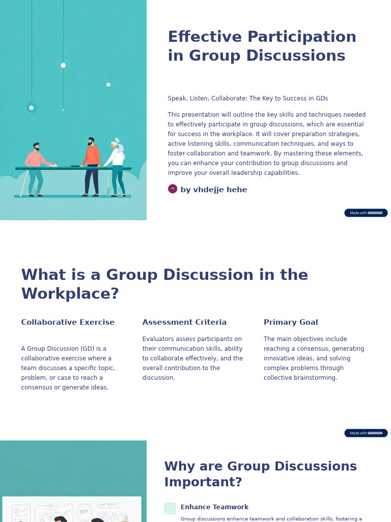 Effective Participation in Group Discussions | PDF | Communication ...