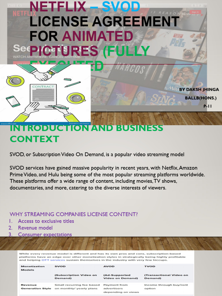 Netflix - SVOD License Agreement For Animated Pictures | PDF