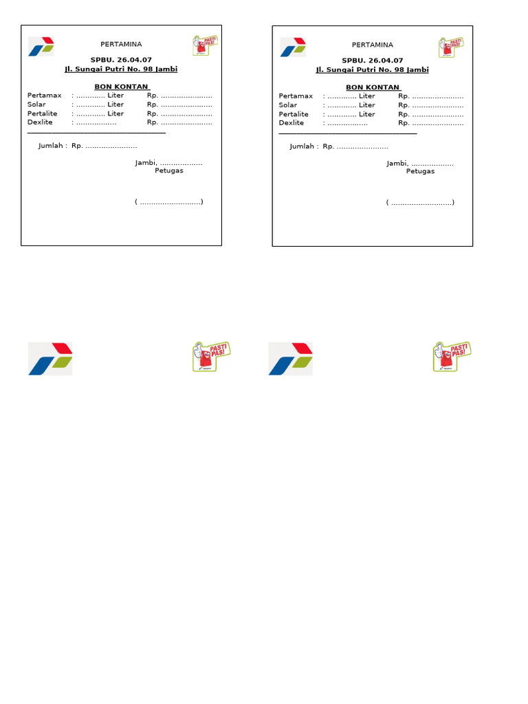 Nota Bensin Pertamina Jambi | PDF