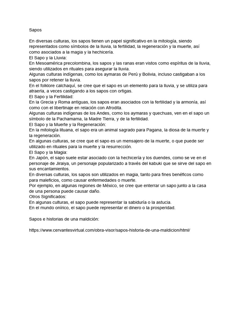 Significado de los Sapos en Culturas | PDF
