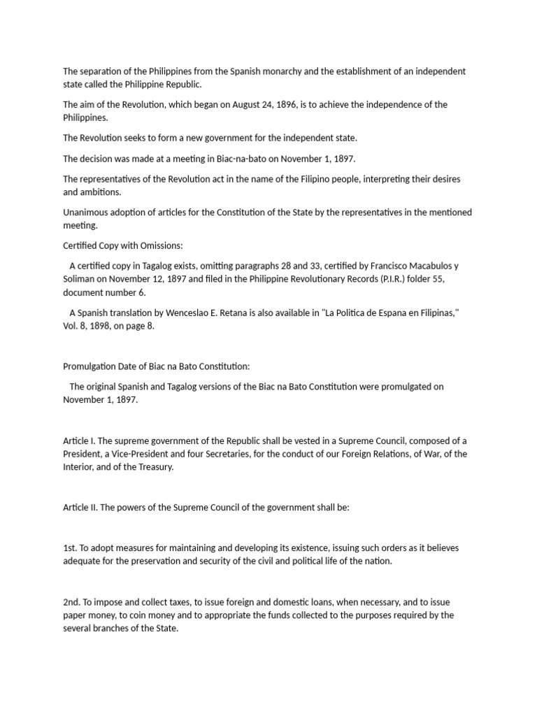 The separation of the Philippines from the Spanish monarchy and the ...