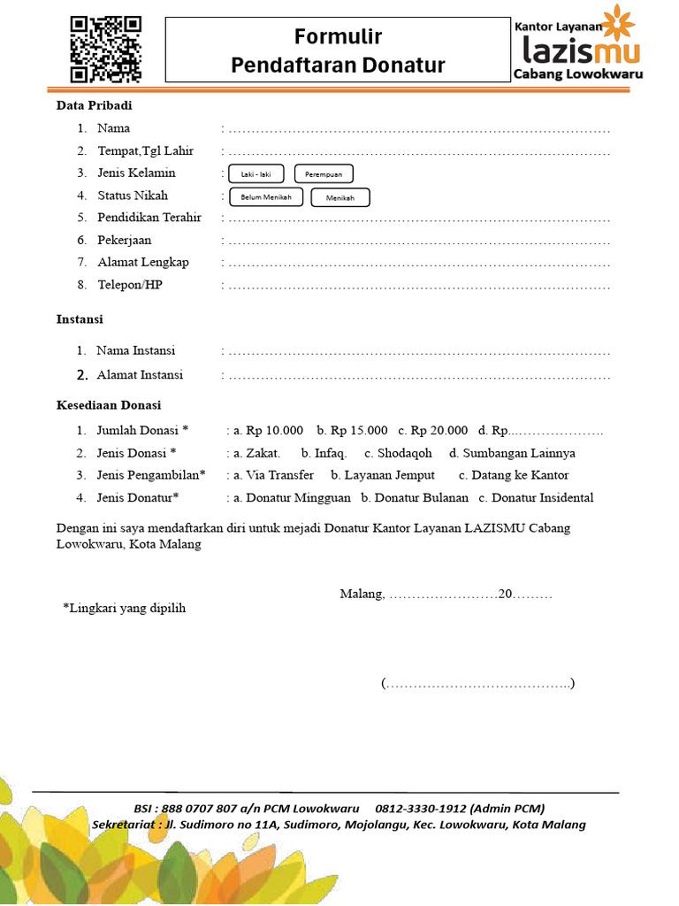 Formulir Donatur Lazismu | PDF
