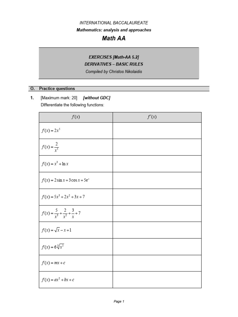 (Math-Aa 5.2) Derivatives - Basic Rules - Eco | PDF | Derivative | Function (Mathematics)