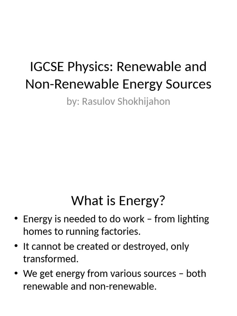 Renewable vs Non-Renewable Energy | PDF