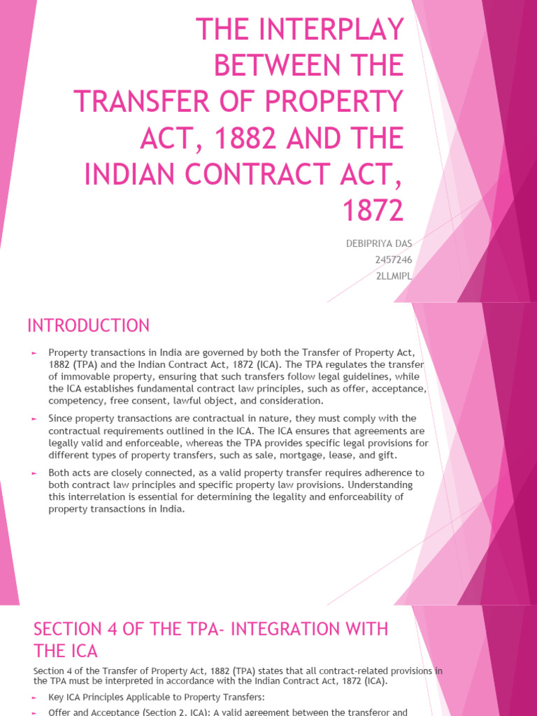 Property Transfer and Contract Law in India | PDF | Consideration | Lease