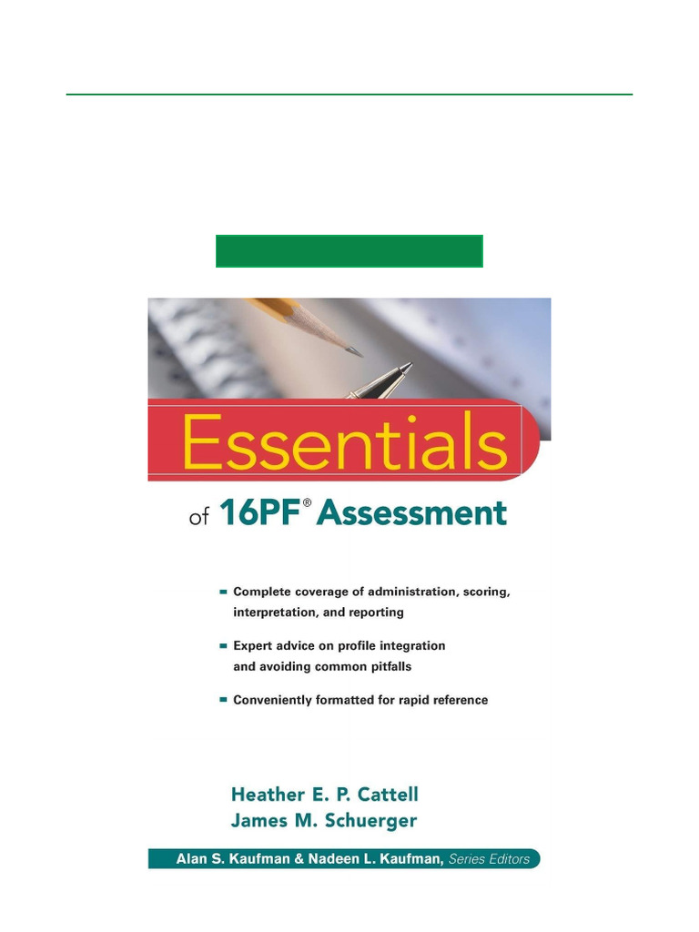 Essentials of 16PF Assessment 1st Edition Textbook PDF Download | PDF ...