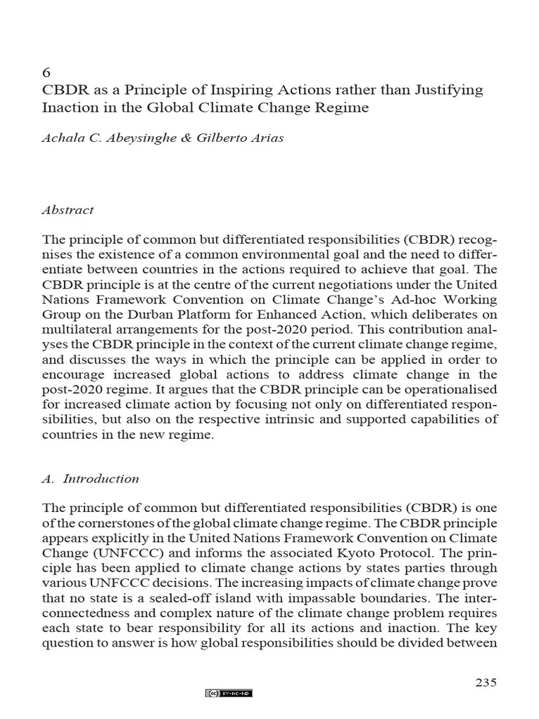 6 - CBDR As A Principle of Inspiring Actions Rather Than Justifying ...