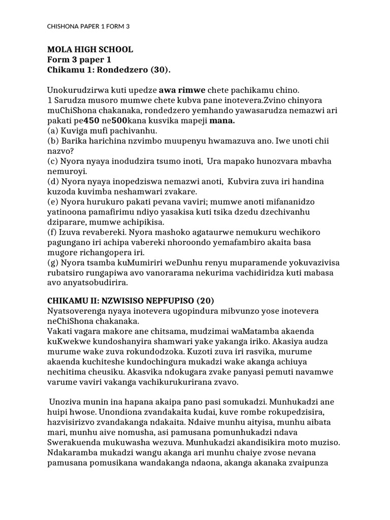Form 3 Paper 1 End of Year 2022 Ss-1 | PDF
