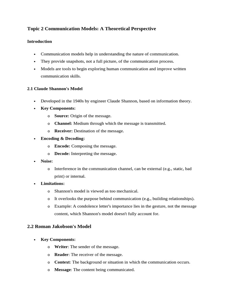 Topic 2 Communication Models | PDF | Communication | Code