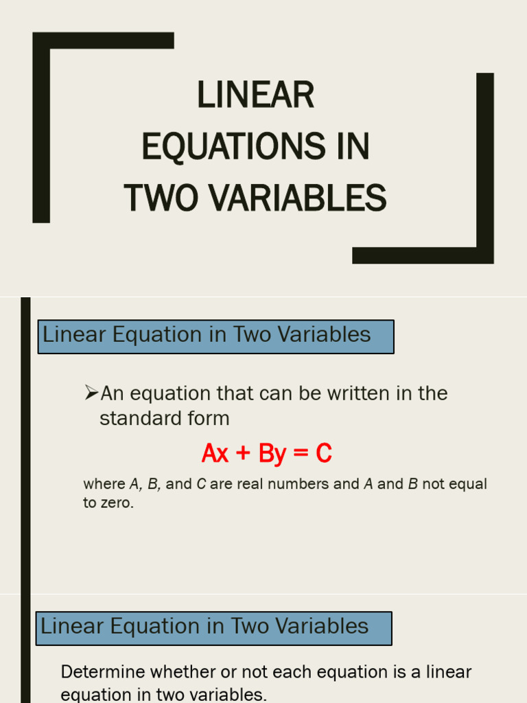 Lesson 3.2 Linear Equation in Two Variables | PDF | Equations | Mathematics