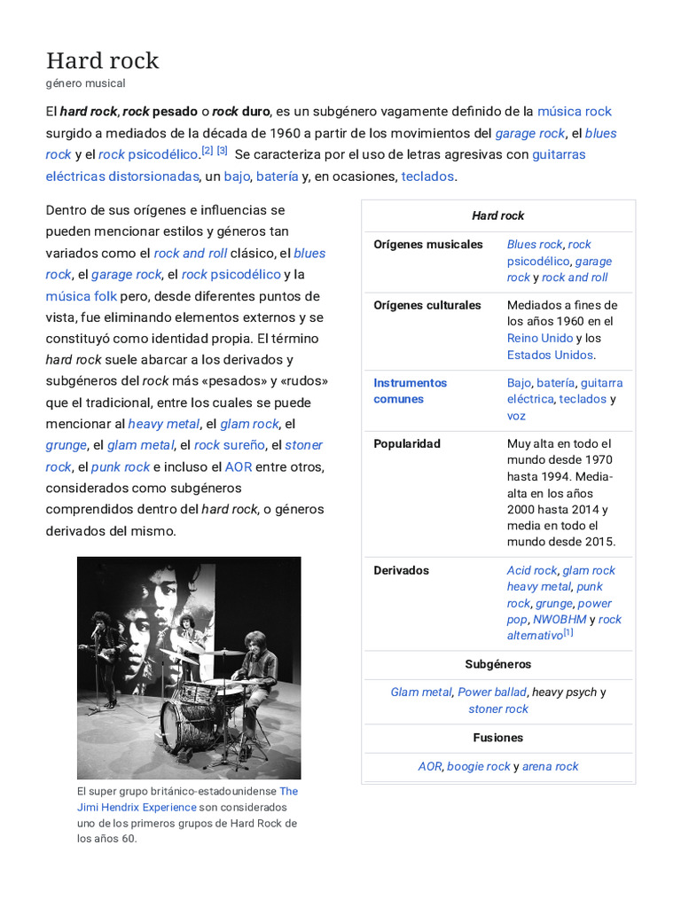 Hard rock - Wikipedia, la enciclopedia libre | PDF | Piedra dura | La ...