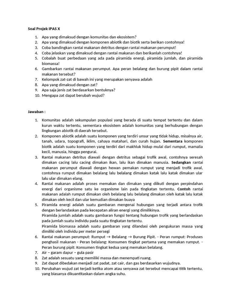 Soal Projek IPAS X 2025 | PDF