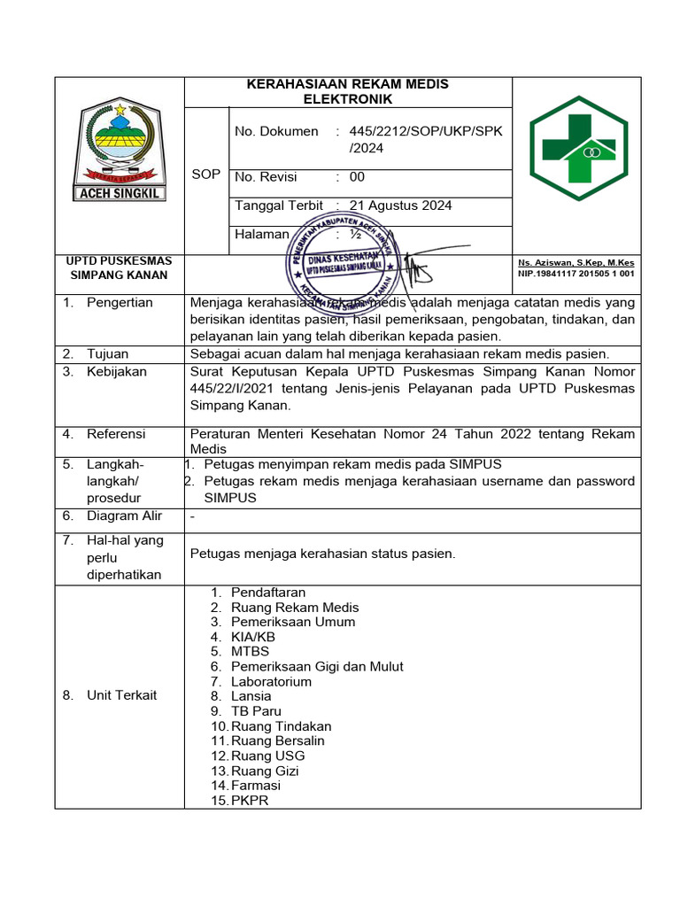 SOP Kerahasian RME | PDF
