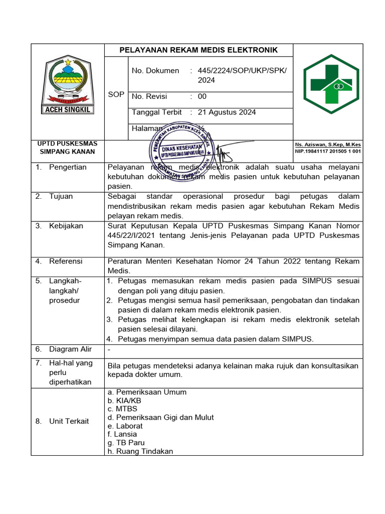 Sop Pelayanan Rme | PDF