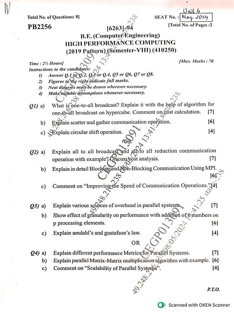 Hpc Unit IV May_2024 Solution | PDF