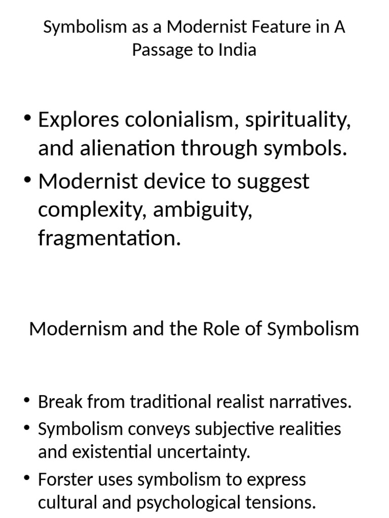 Symbolism Modernism Passage To India | PDF