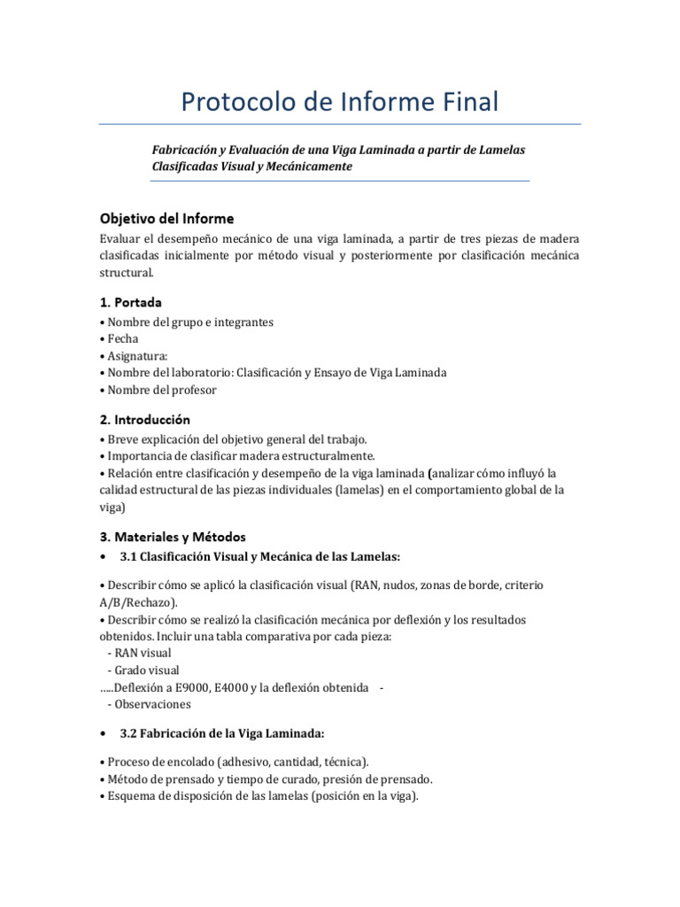 Protocolo_Informe_Viga_Laminada | PDF | Rigidez | Viga (Estructura)