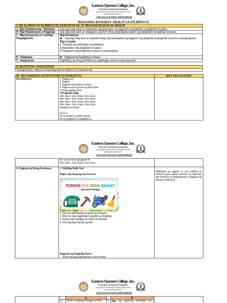 Masusing Banghay Aralin Sa Filipino IV-1 | PDF