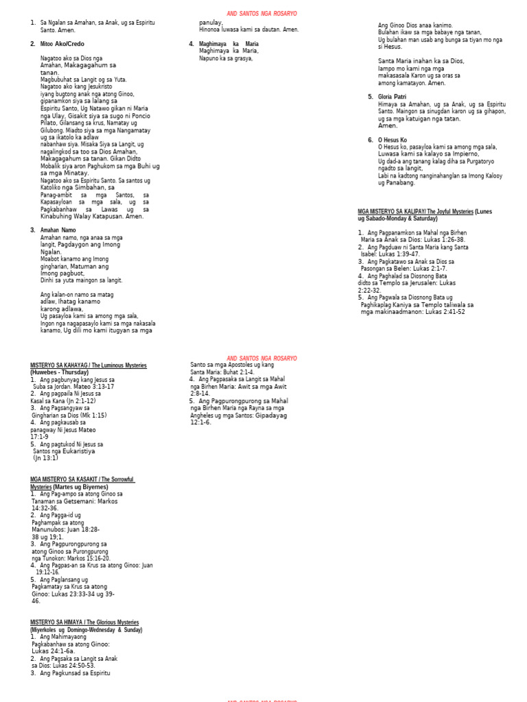 Guide Rosaryo Bisaya | PDF