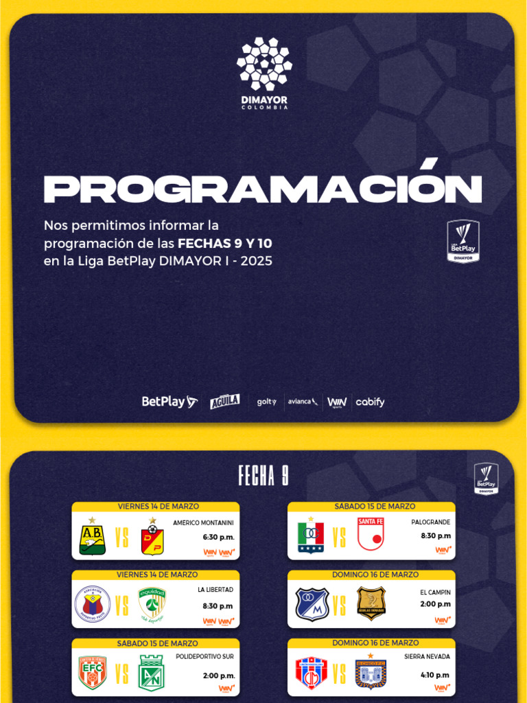 Programacion Liga F9 Y F10 V1 | PDF | Asociación Nacional de Fútbol ...