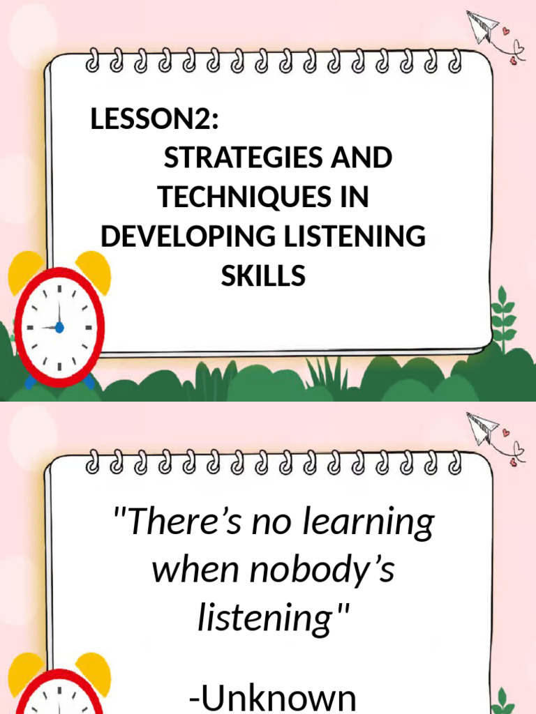 L2 Strategies and Techniques in Developing Listening Skills | PDF