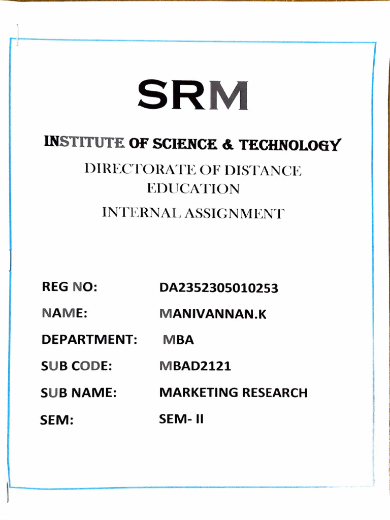 Manivannan - MBAD2121 (Marketing Research) | PDF